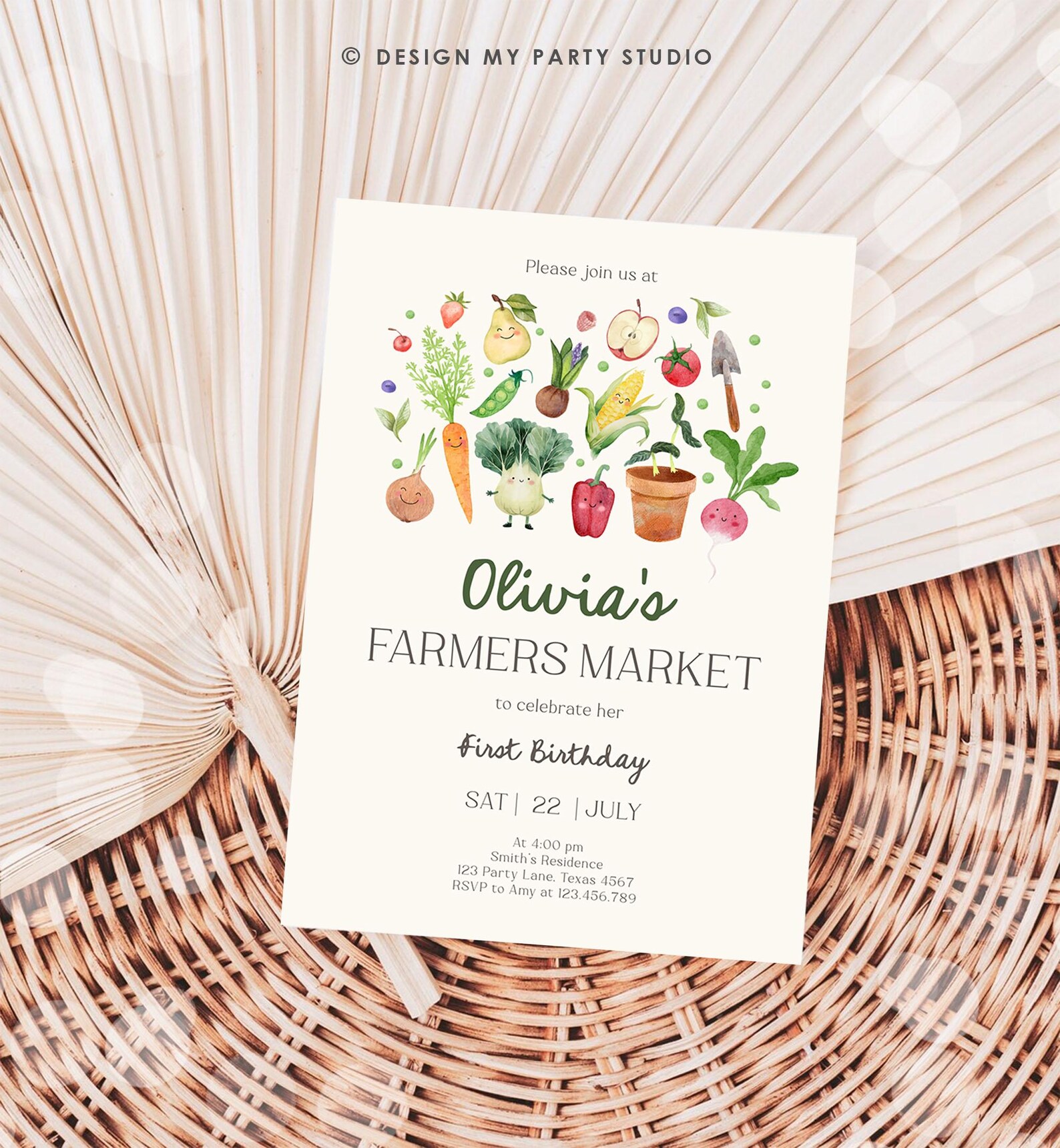 Editable Farmers Market Birthday Invitation Locally Grown Invitation ...