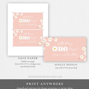 Editable Daisy Birthday Party Gable Box Favor Label Miss Onederful ...