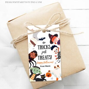 Editable Halloween Gift Tag No Tricks Just Treats Halloween Trick or ...