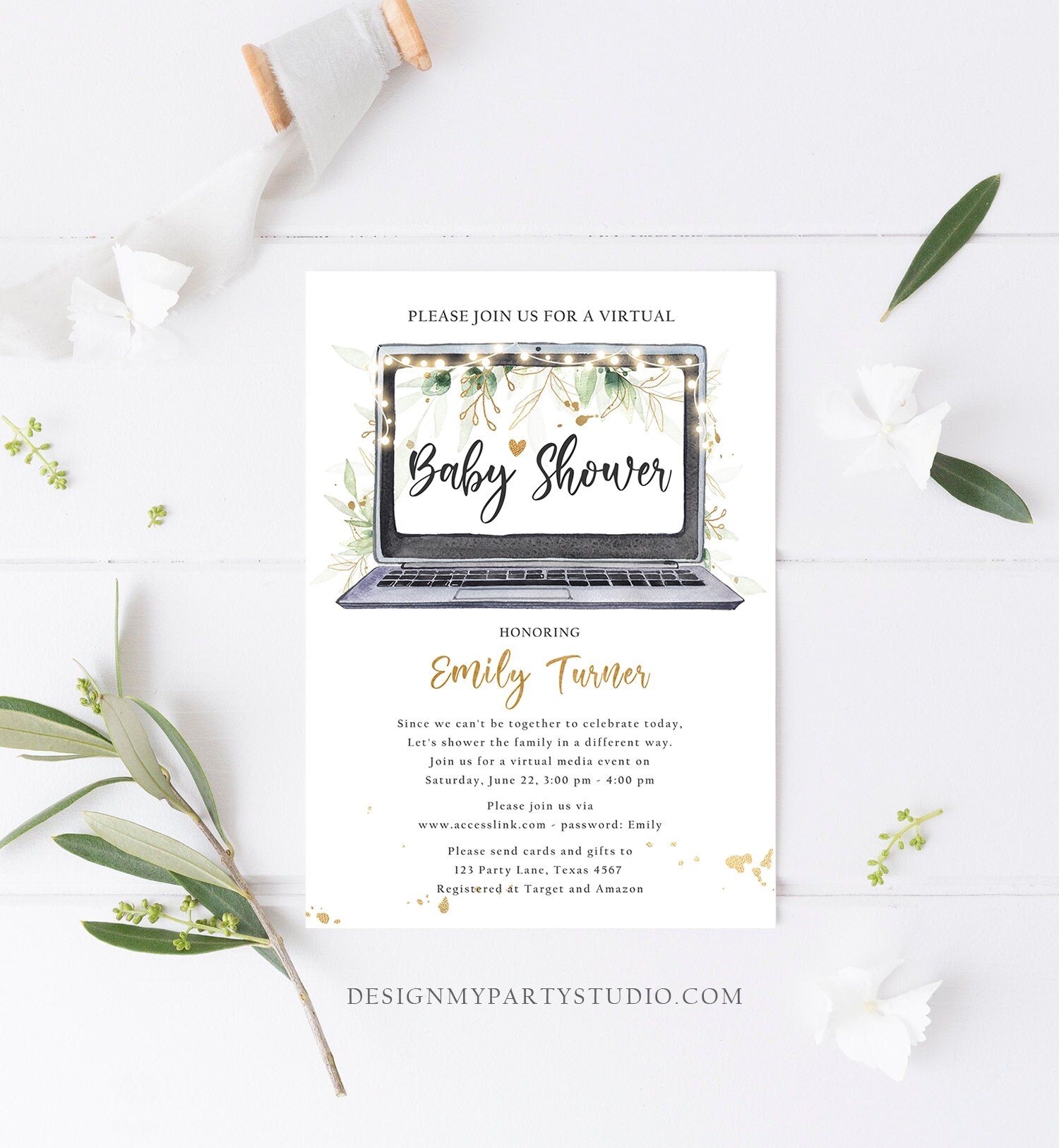 Editable Virtual Baby Shower Invitation Long Distance | Etsy