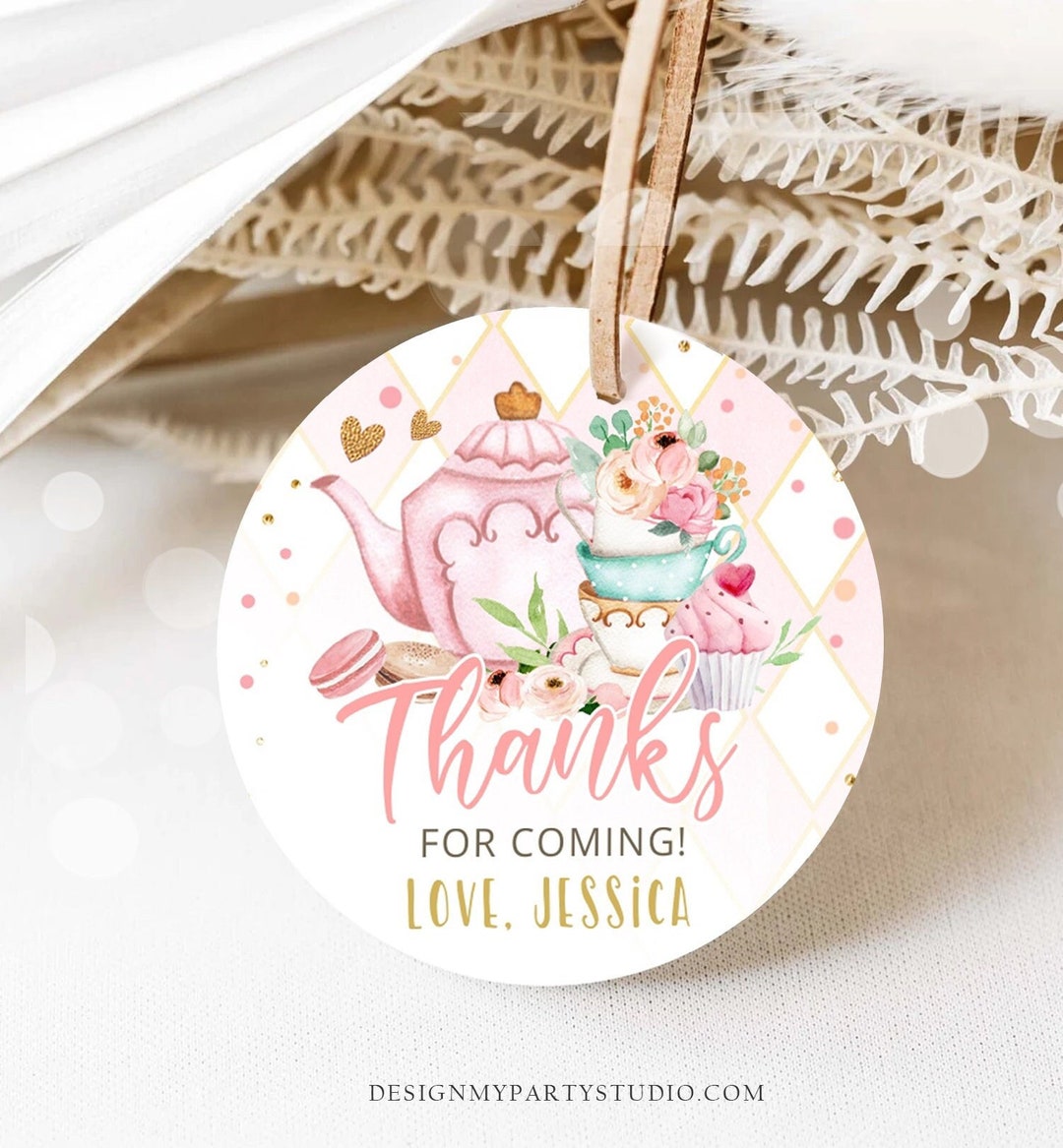 Editable Tea Party Favor Tag Sticker Baby Shower Baby is Brewing Floral ...