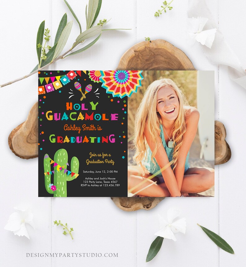Editable Holy Guacamole Graduation Party Invitation Cactus - Etsy