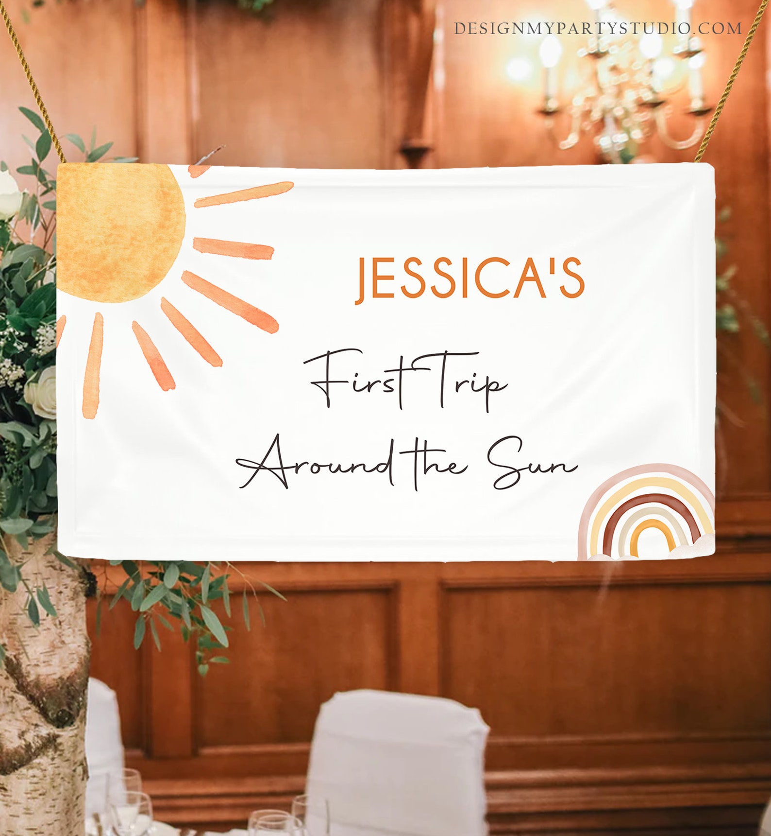 Editable Sun Backdrop Banner Boho Sun Birthday First Trip - Etsy