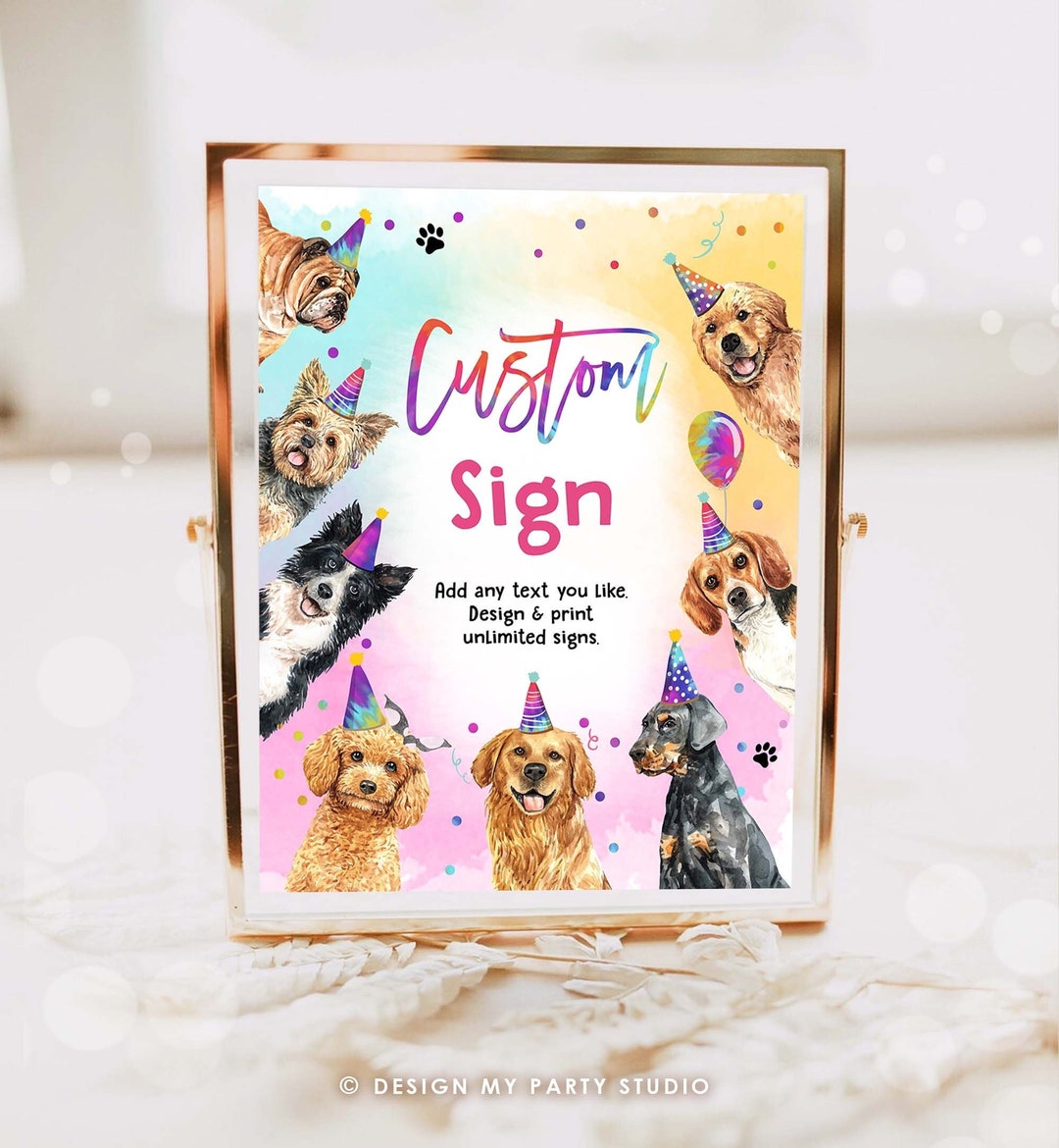 Editable Dogs Custom Sign Dogs and Puppies Birthday Party Sign Puppy ...