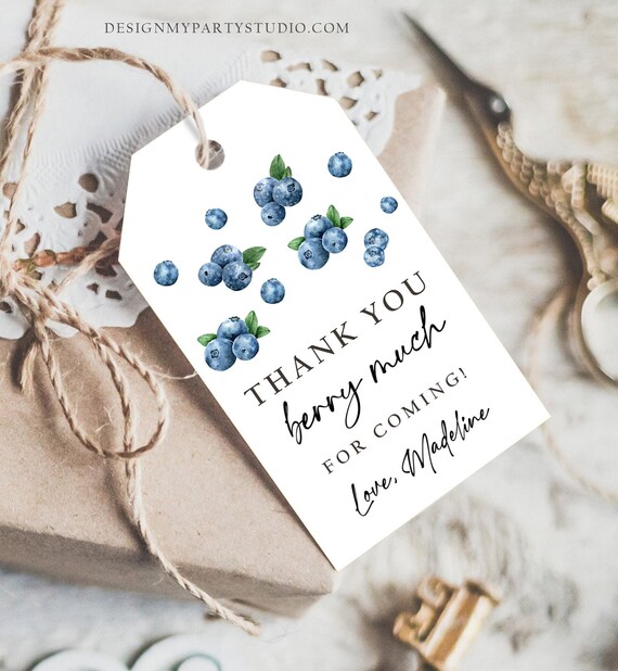 Editable Blueberry Favor Tags Berry First Birthday Blueberries - Etsy