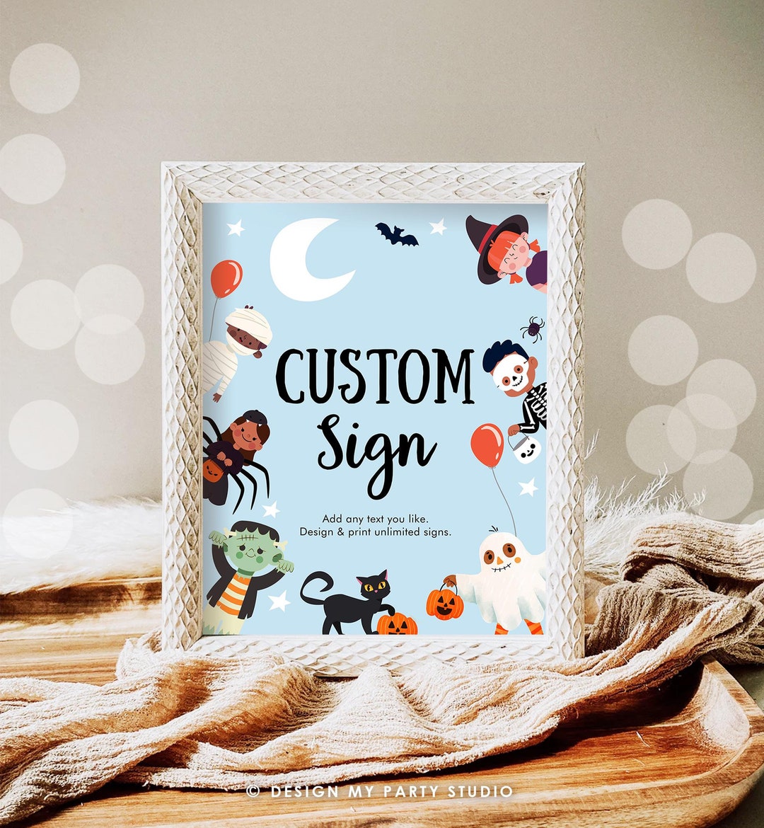 Editable Custom Halloween Sign Birthday Ghost Costume Kids Spooky ...
