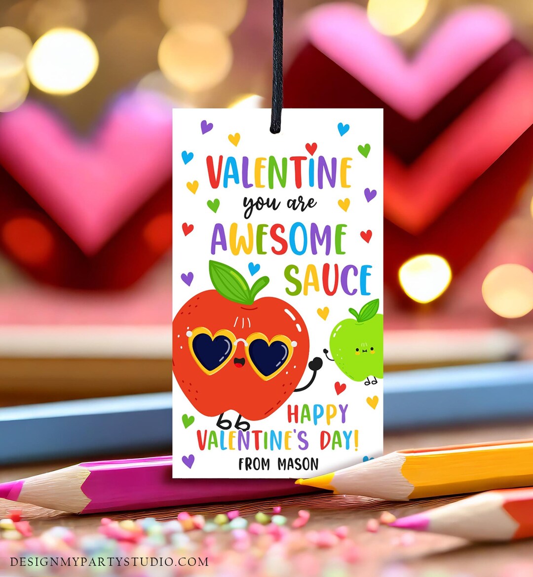 Editable You're Awesome Sauce Valentines Day Gift Tag Applesauce Fruit ...
