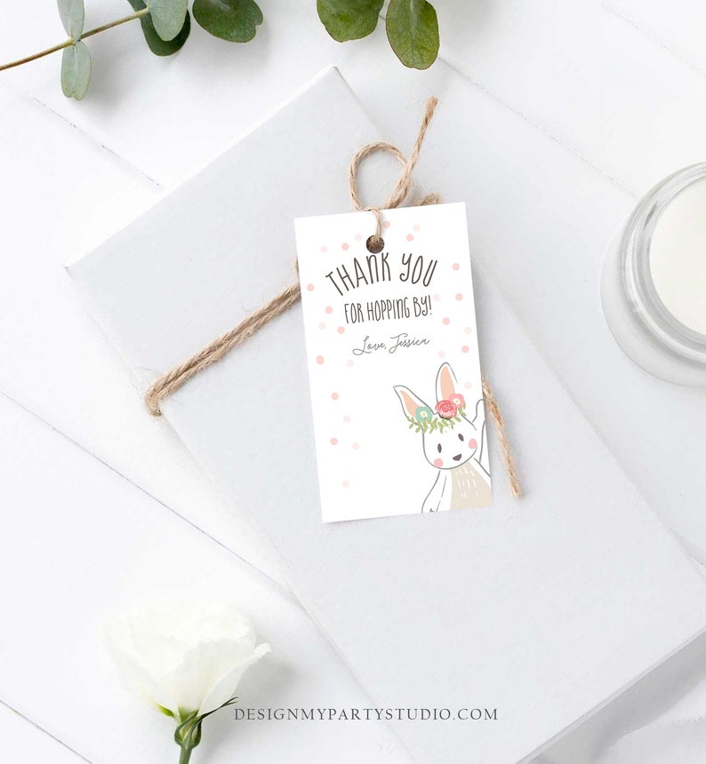 Editable Bunny Favor Tags Birthday Thank You Tag Hopping by Bunny ...
