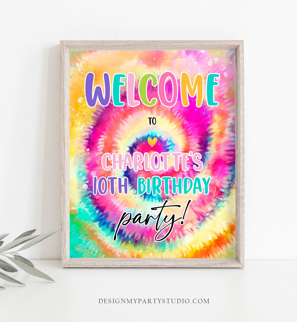Editable Tie Dye Welcome Sign Tie Dye Birthday Sign Girl Craft Birthday ...
