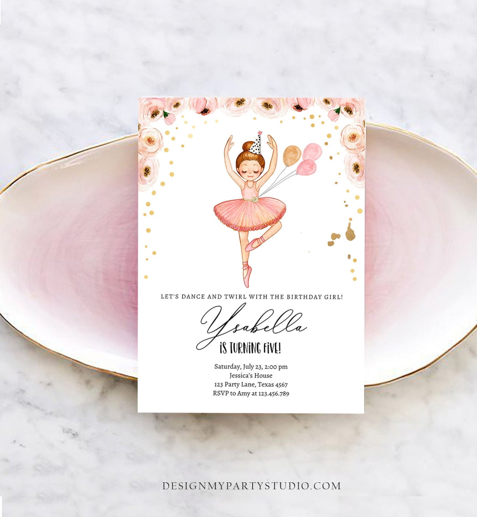 Editable Ballerina Birthday Invitation Ballerina Invitation - Etsy UK
