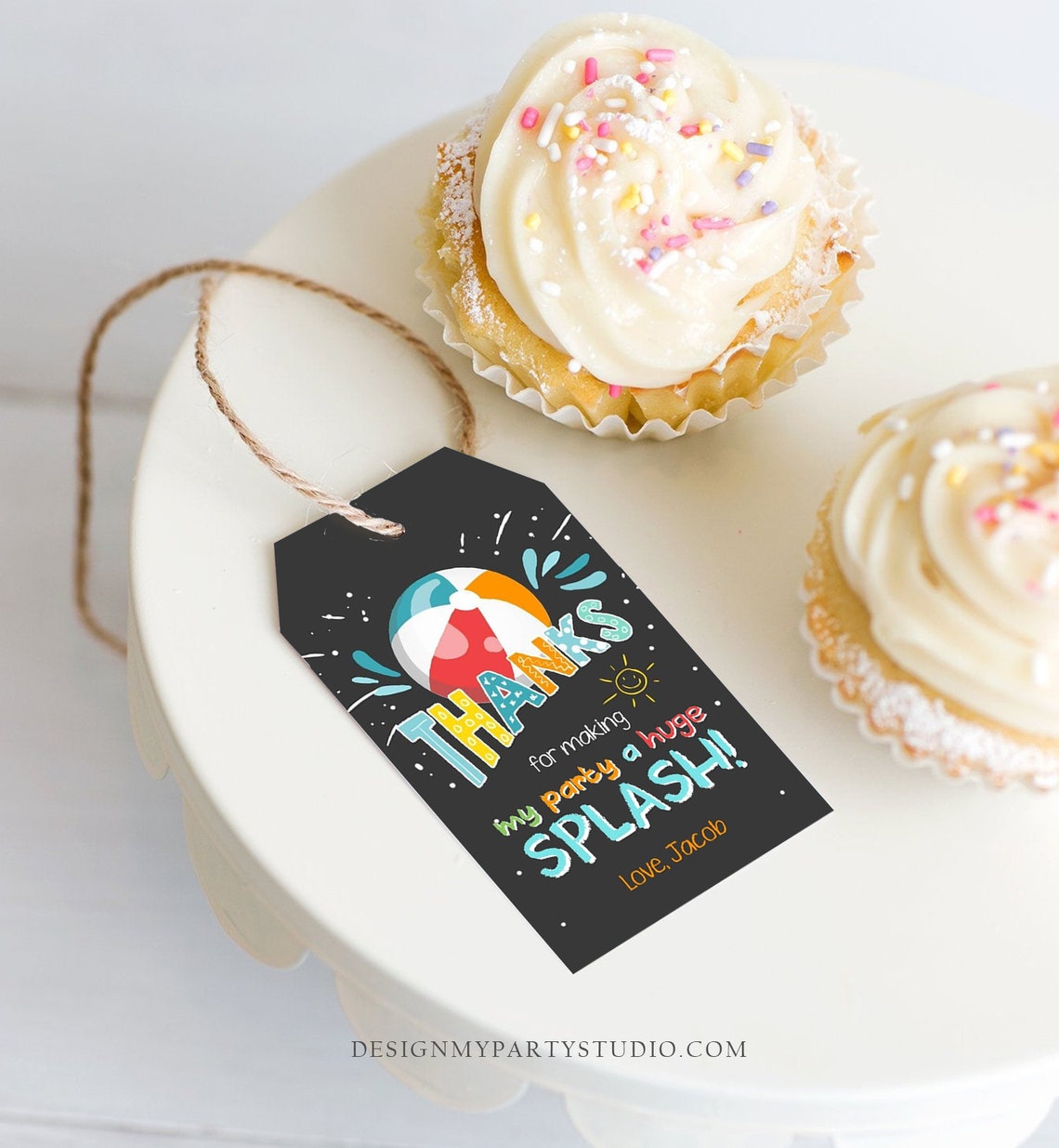 Editable Pool Party Favor Tags Tags Pool Party Birthday Thank - Etsy