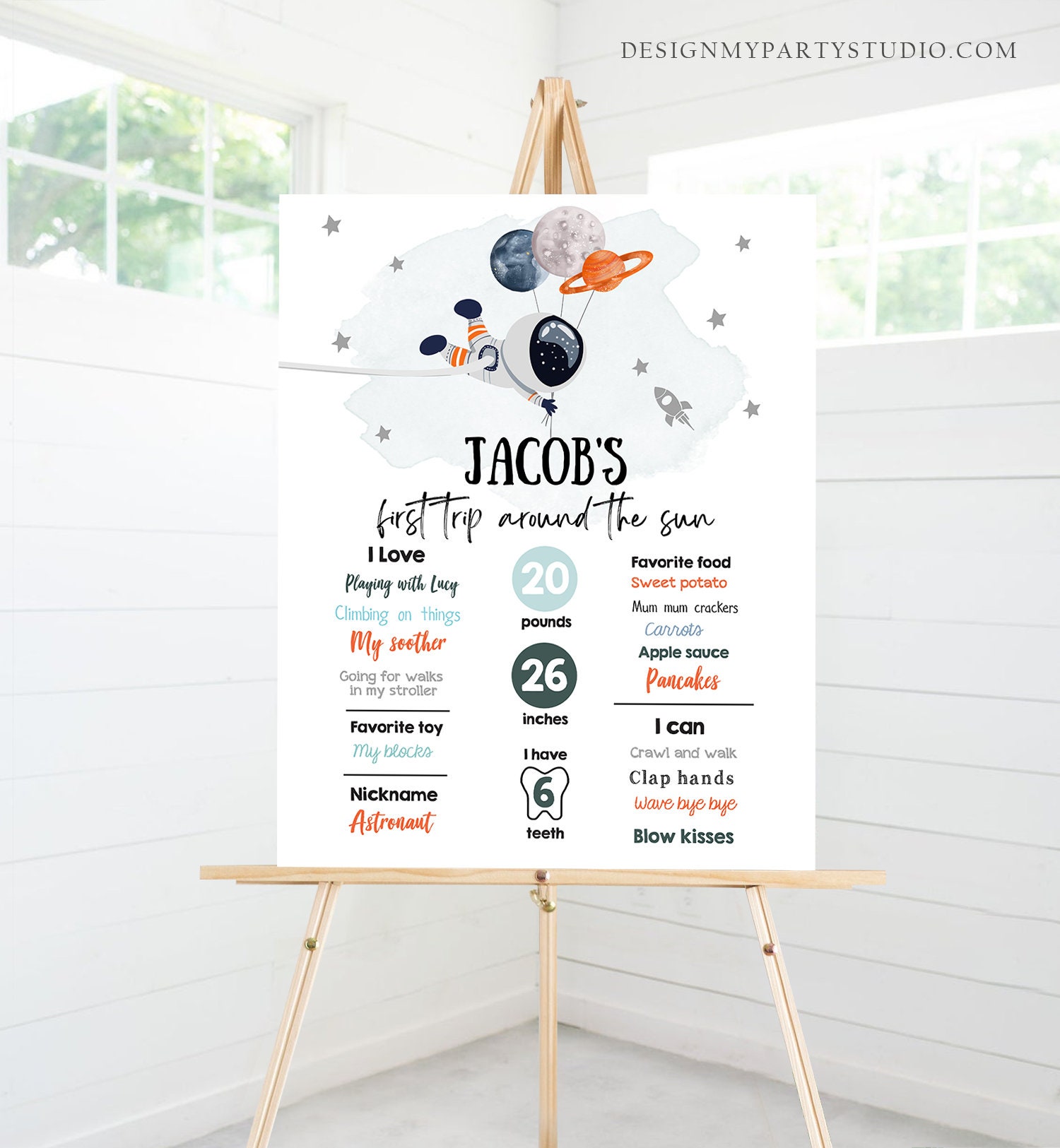 Editable Outer Space Birthday Milestones Sign Trip Around the - Etsy