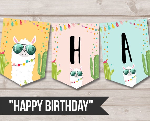 Party Supplies Paper & Party Supplies Llama Banner Llama and Cactus ...