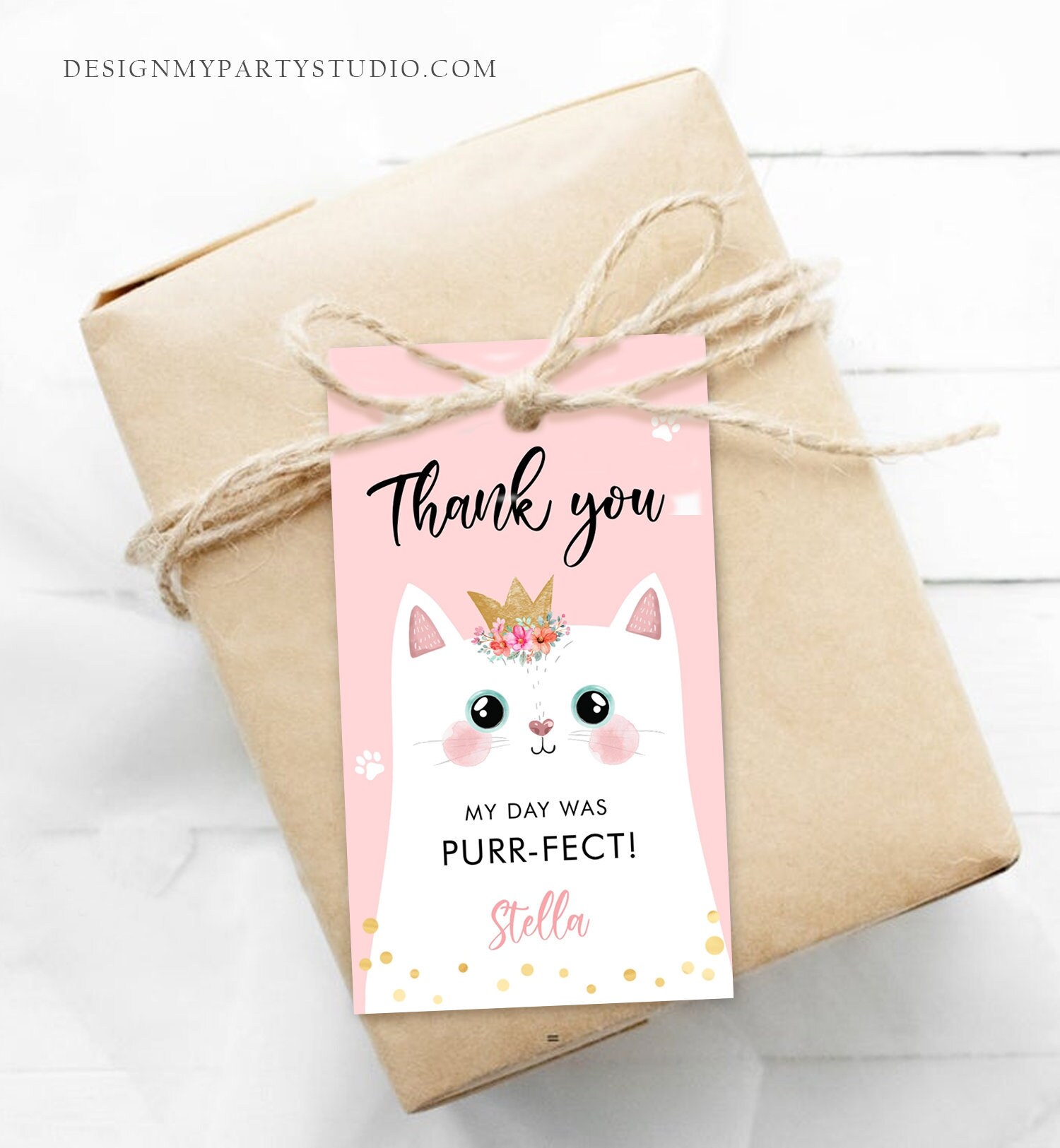 Editable Kitten Birthday Favor Tags Kitty Birthday Thank You - Etsy