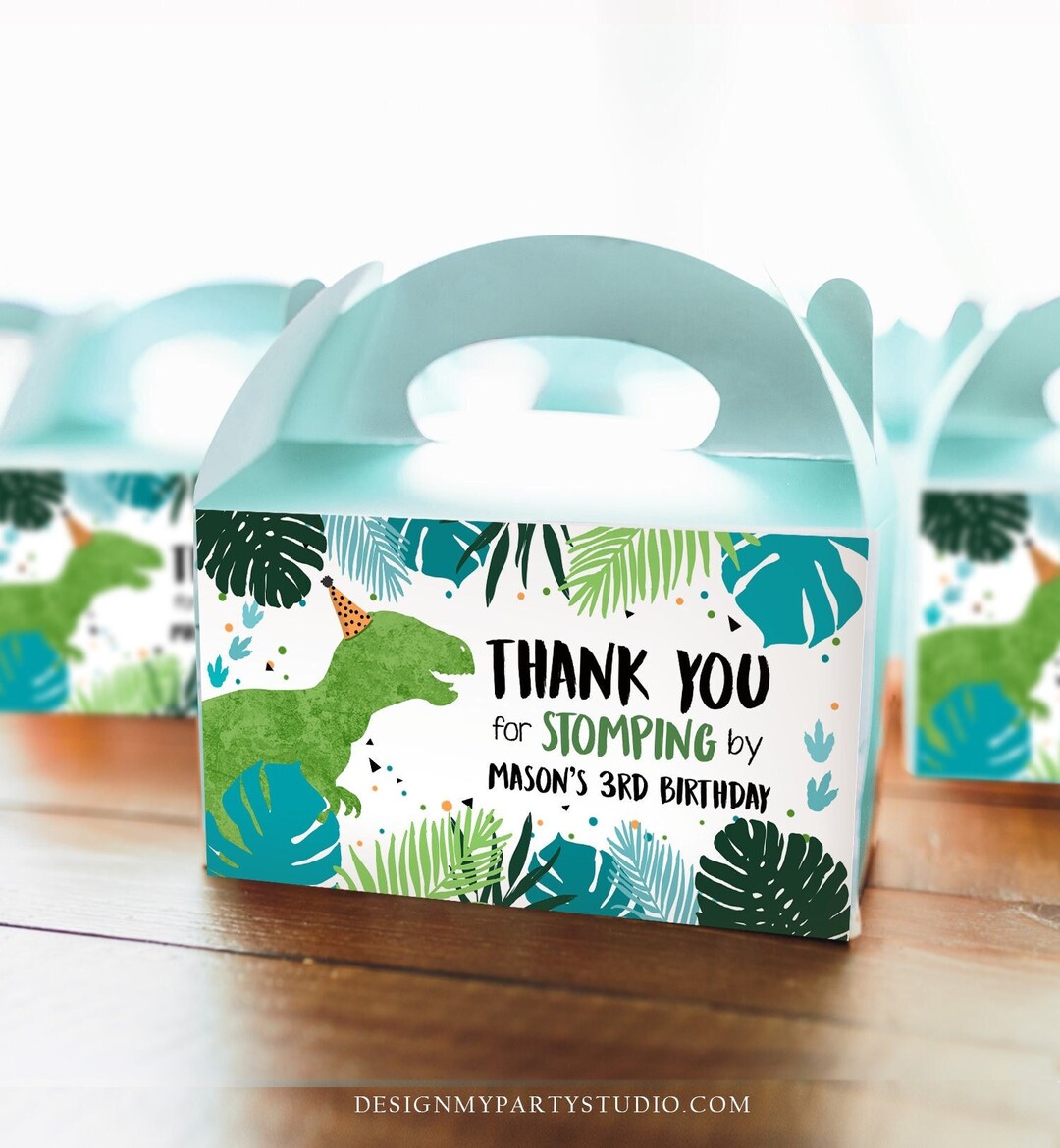 Editable Dinosaur Gable Gift Box Labels Dinosaur Party Favors Dino ...