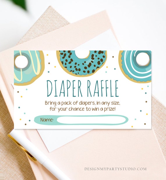 Editable Diaper Raffle Tickets Baby Shower Donut Blue Boy Doughnut ...