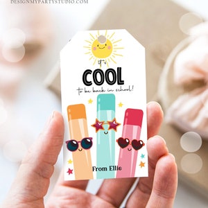 Editable Back to School Tag Cool to Be Back in School Ice Tag Treat Tag ...