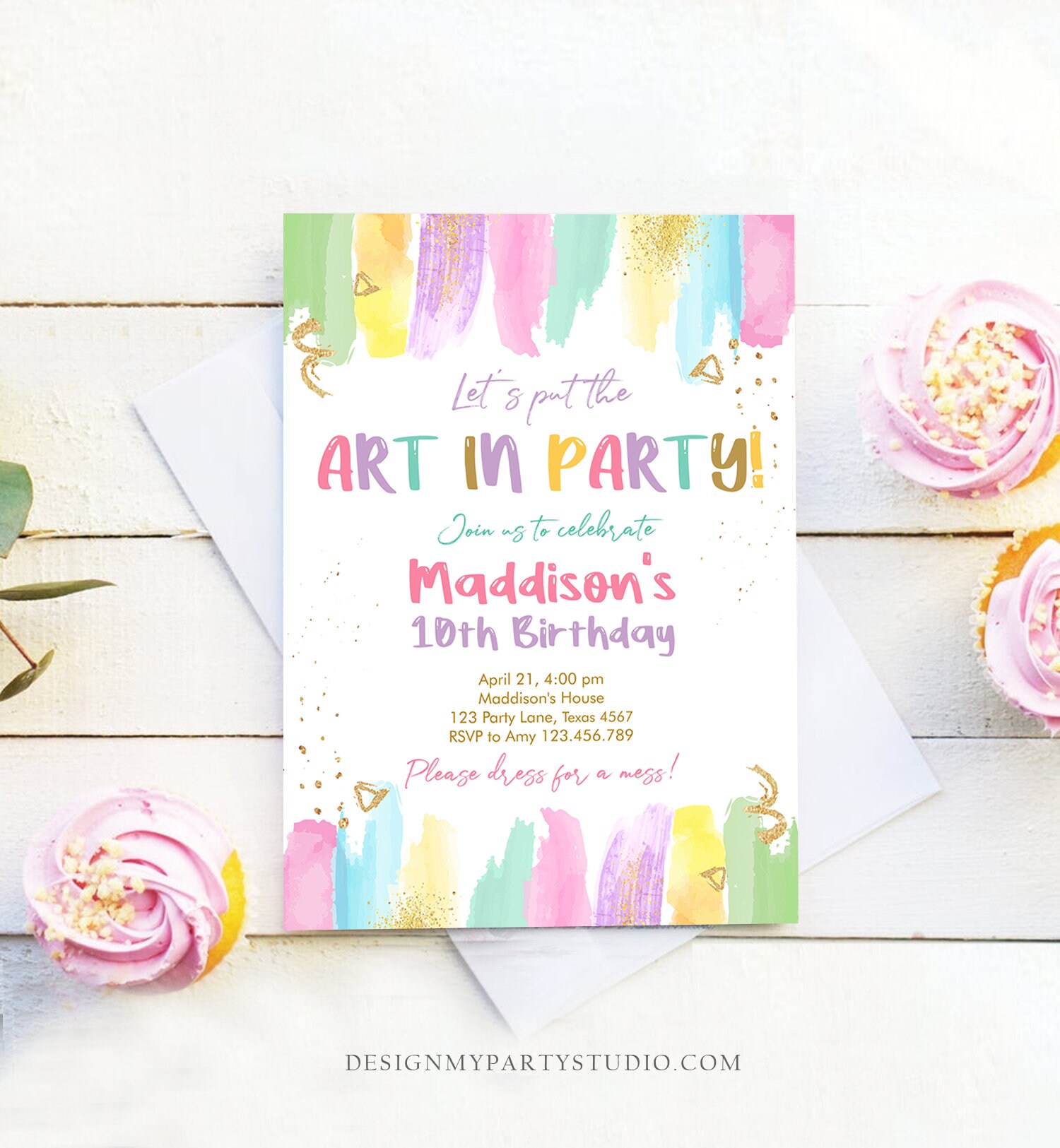 Editable Art Party Invitation Art Birthday Invite Painting Party Craft ...