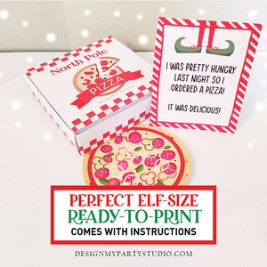 Printable Christmas Elf Prop Miniature Pizza Box With Pizza and Elf ...