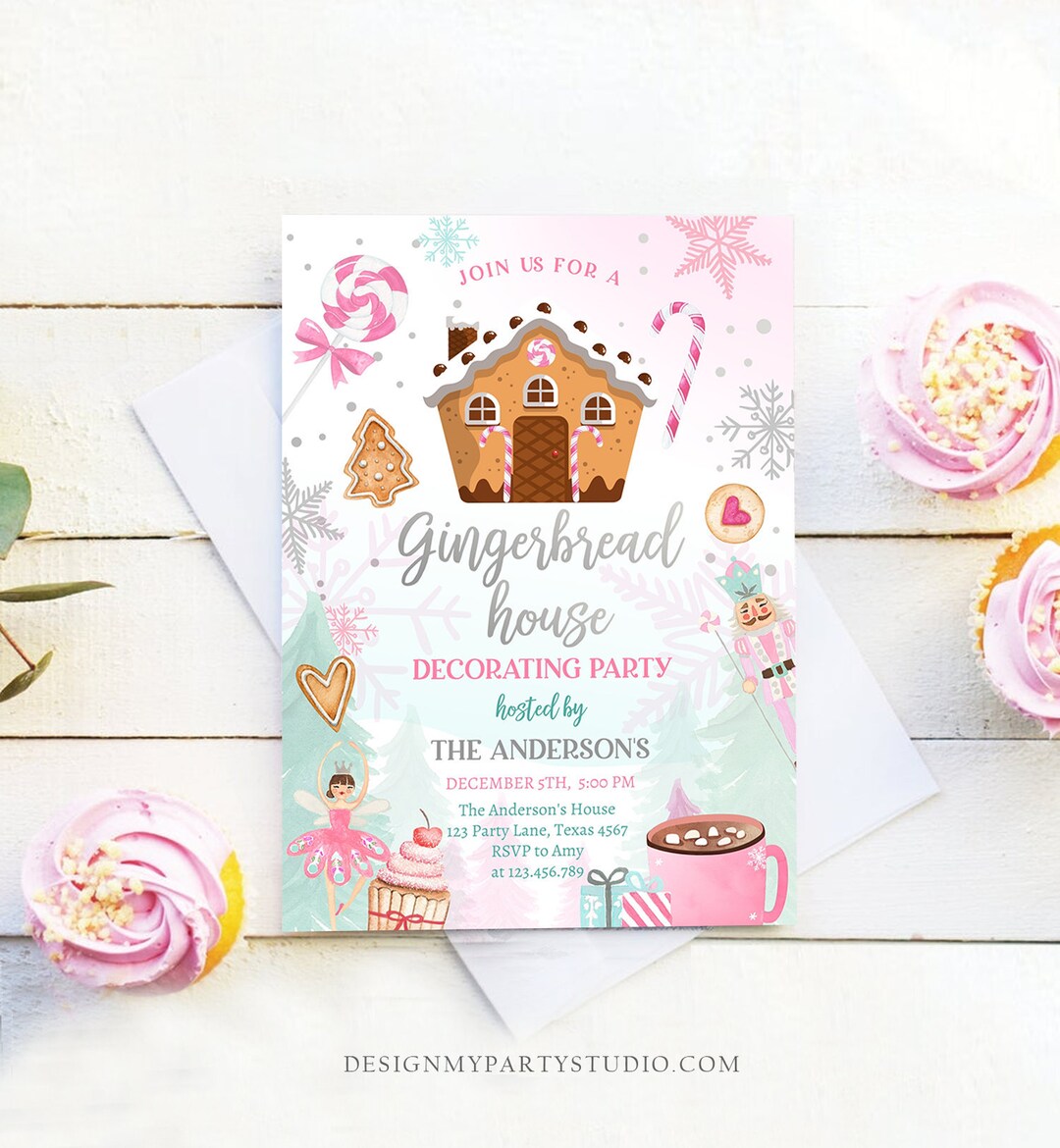 Editable Gingerbread House Decorating Party Invitation Land of - Etsy