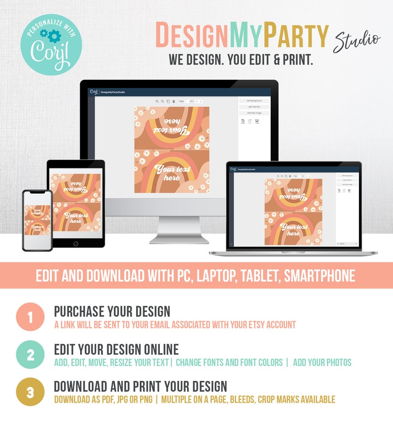 Editable Groovy Retro Daisy Food Labels Flower Power 70's | Etsy