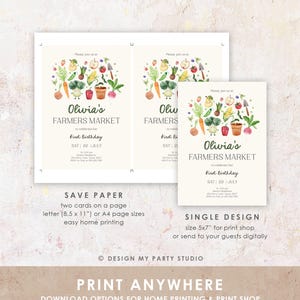 Editable Farmers Market Birthday Invitation Locally Grown Invitation ...