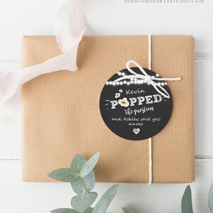 Editable He Popped the Question Gift Tag Engagement Party Popcorn Favor ...