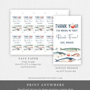 Editable Fishing Birthday Favor Tags Fishing Favors Thank You Tags the ...