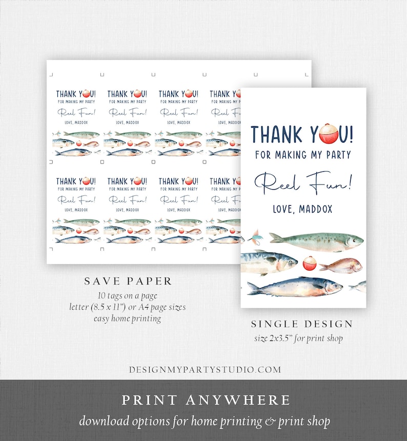 Editable Fishing Birthday Favor Tags Fishing Favors Thank You Tags the ...