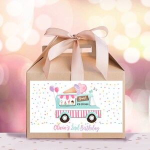 Editable Ice Cream Truck Favor Box Label Gable Gift Box Ice Cream ...