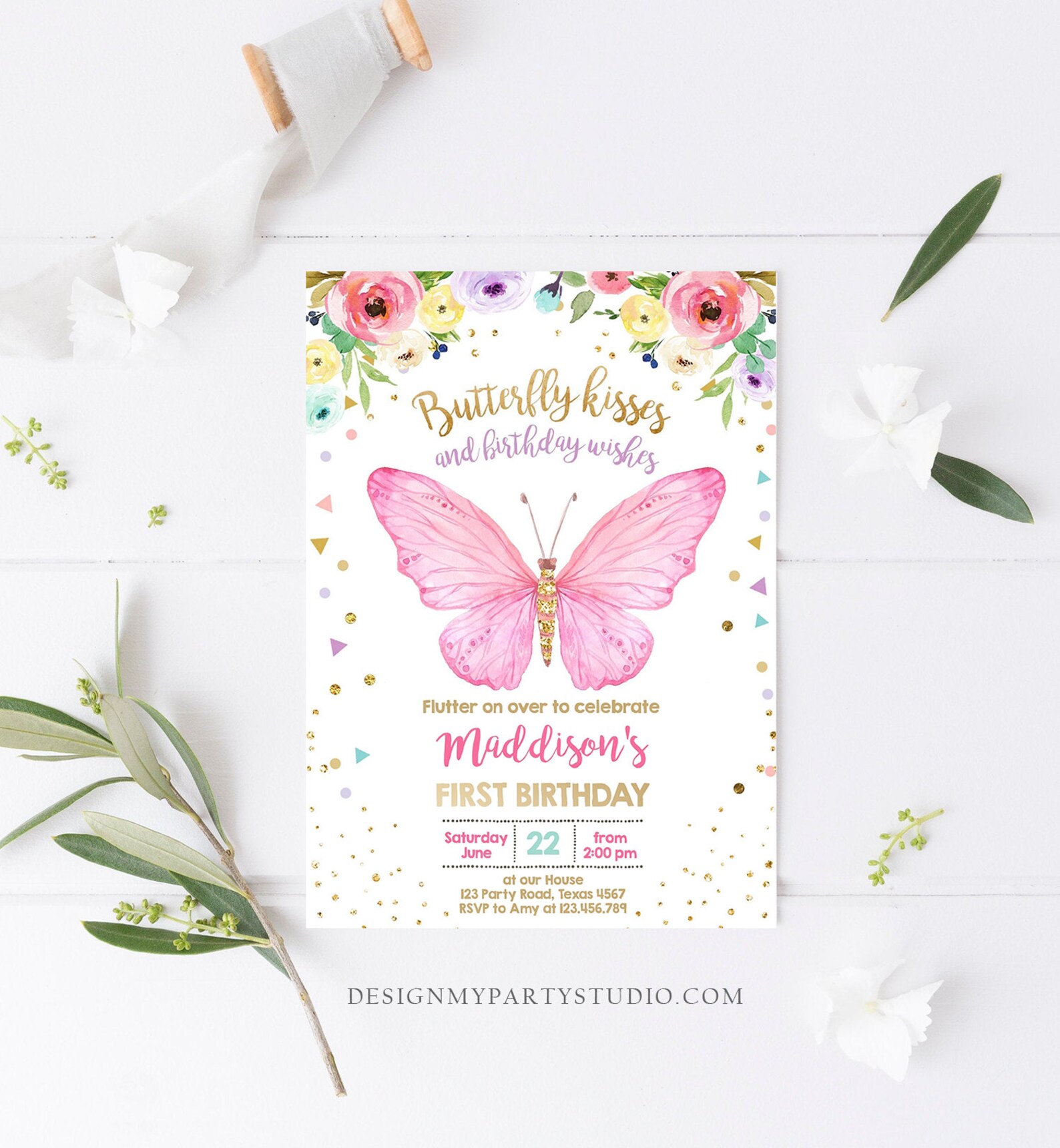 Editable Butterfly Birthday Invitation Butterfly Invitation - Etsy