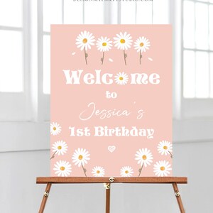 Editable Daisy Birthday Welcome Sign Floral Boho Birthday Welcome Sign ...