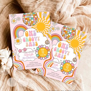 Editable Groovy One Retro 1st Birthday Invitation First Birthday One ...