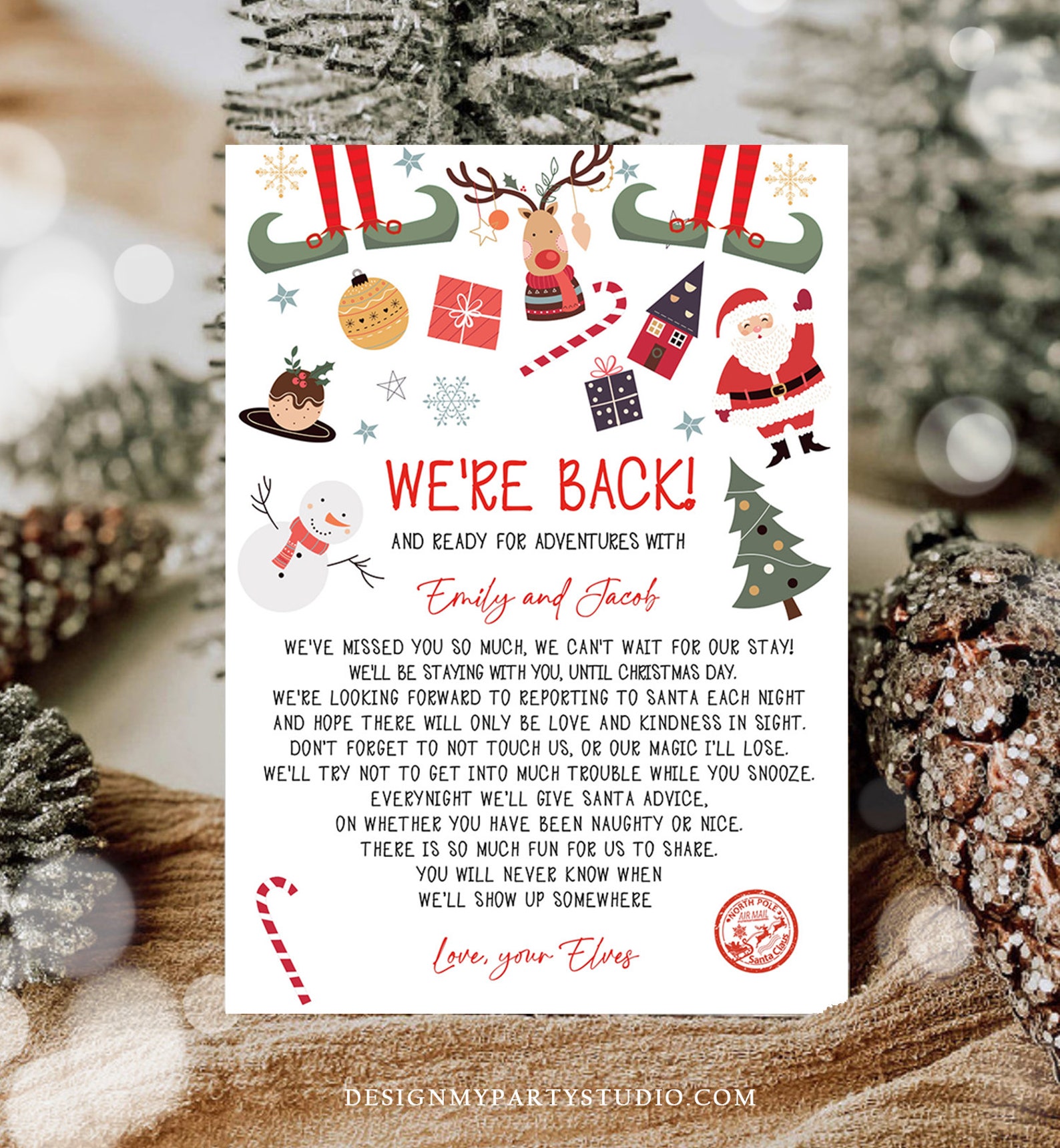 Editable Elf Arrival Letter Return Letter Christmas Elf We're Back Elf ...