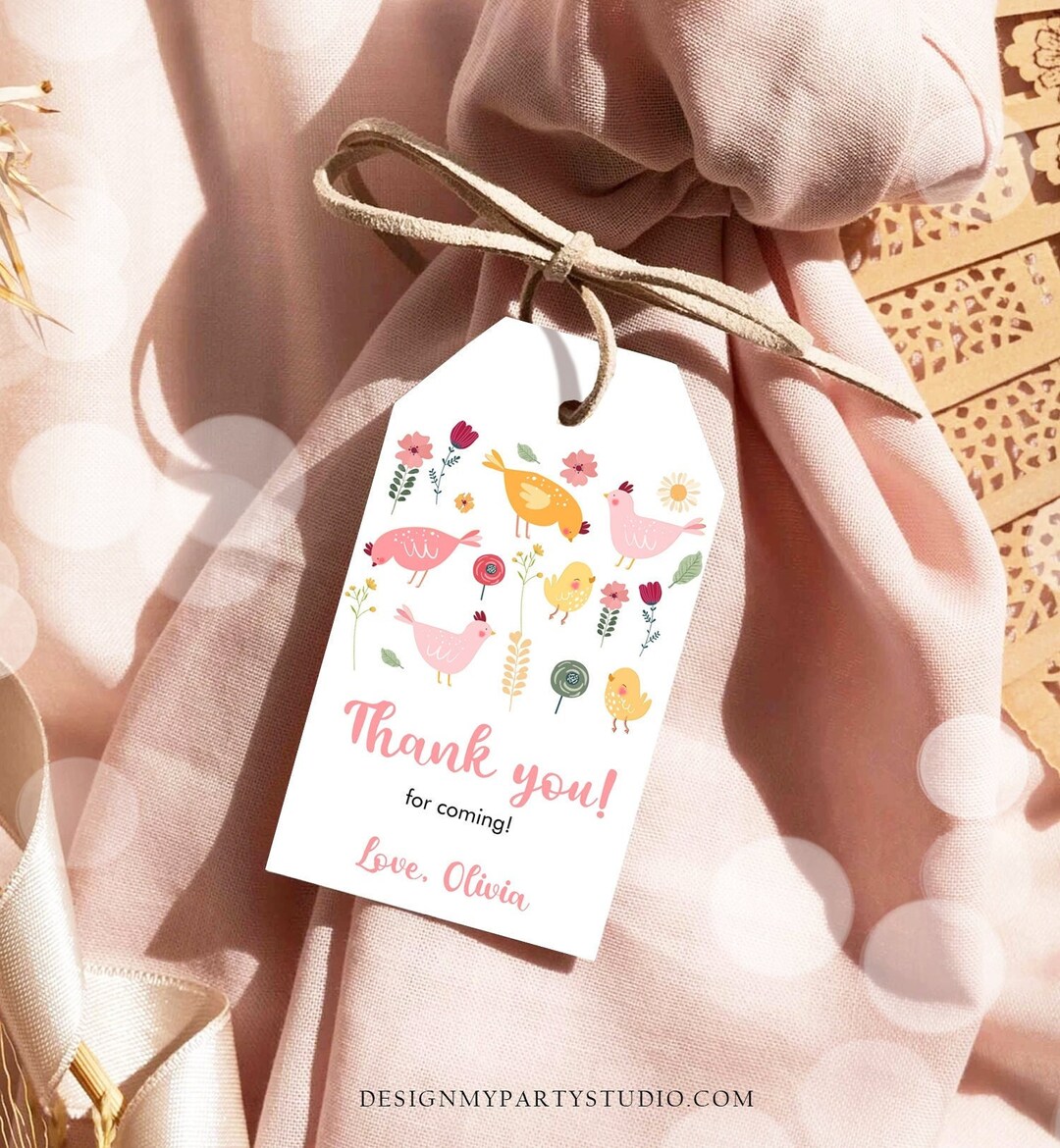 Editable Little Chick Favor Tags Birthday Thank You Tags Girl Spring ...