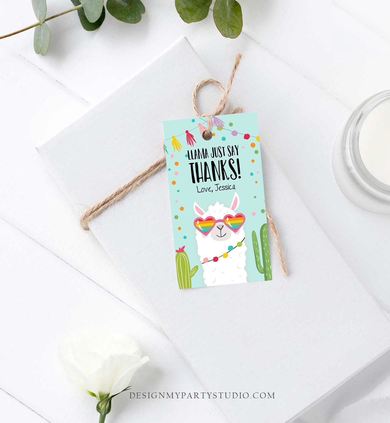 Editable Llama Favor Tags Llama Thank You Tags Fiesta Cactus | Etsy