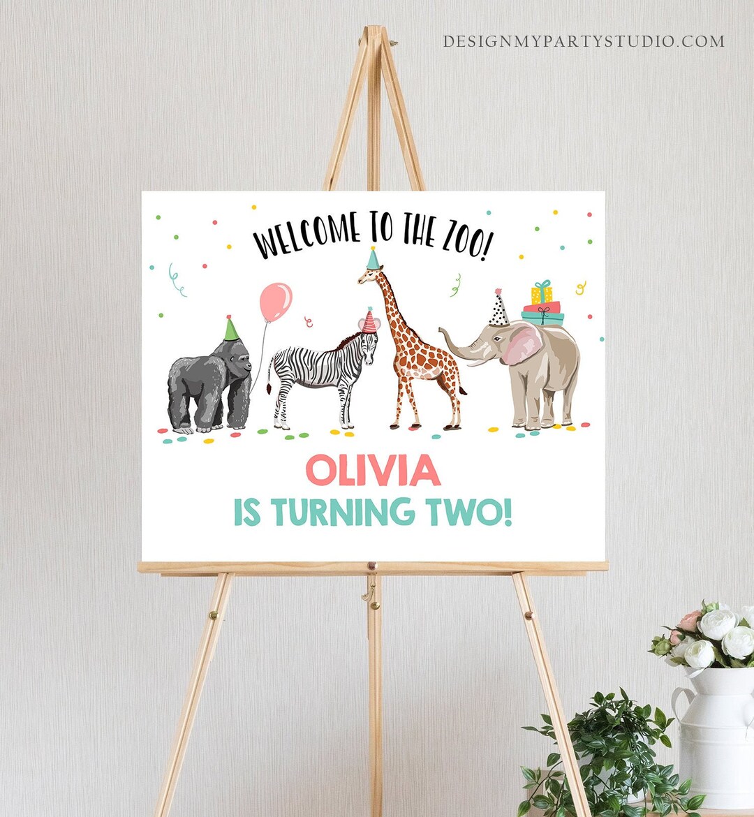 Editable Party Animals Welcome to the Zoo Sign Party Animal Sign Safari ...