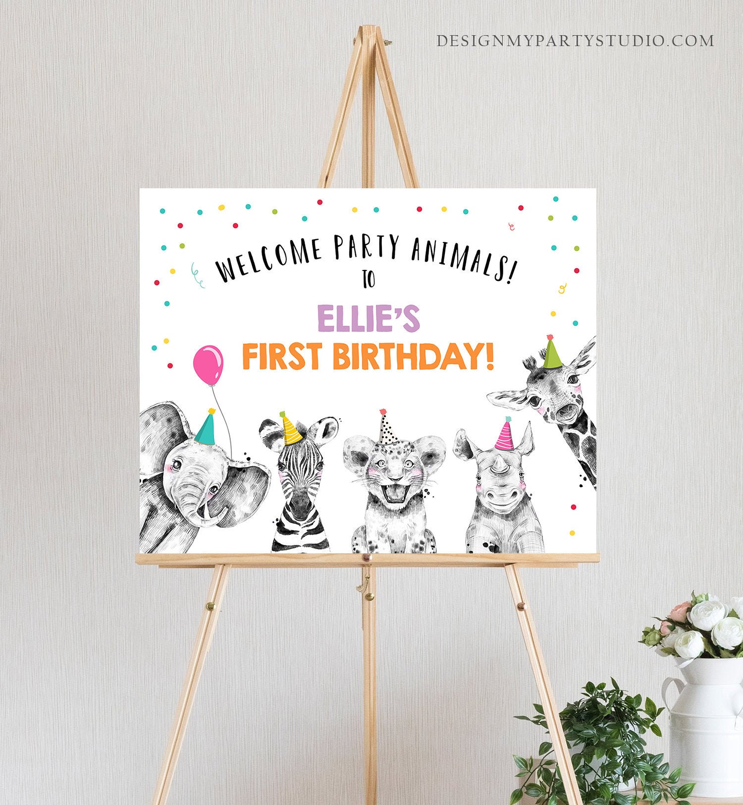 Editable Party Animals Welcome Sign Party Animal Sign Zoo - Etsy Canada
