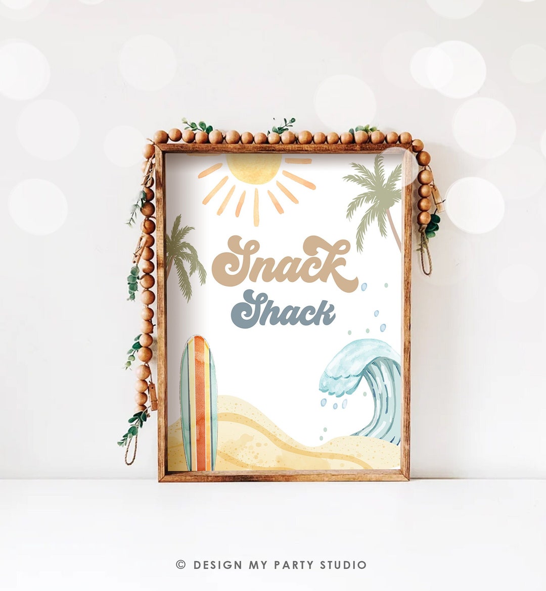 Snack Shack Sign Surf Birthday Party Retro the Big One Wave Beach Party ...