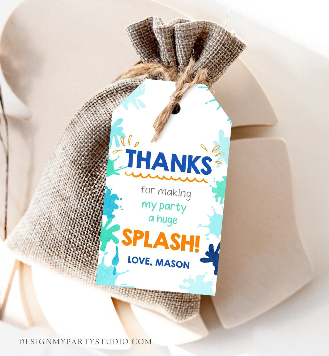 Editable Pool Party Favor Tag Splish Splash Birthday Bash - Etsy