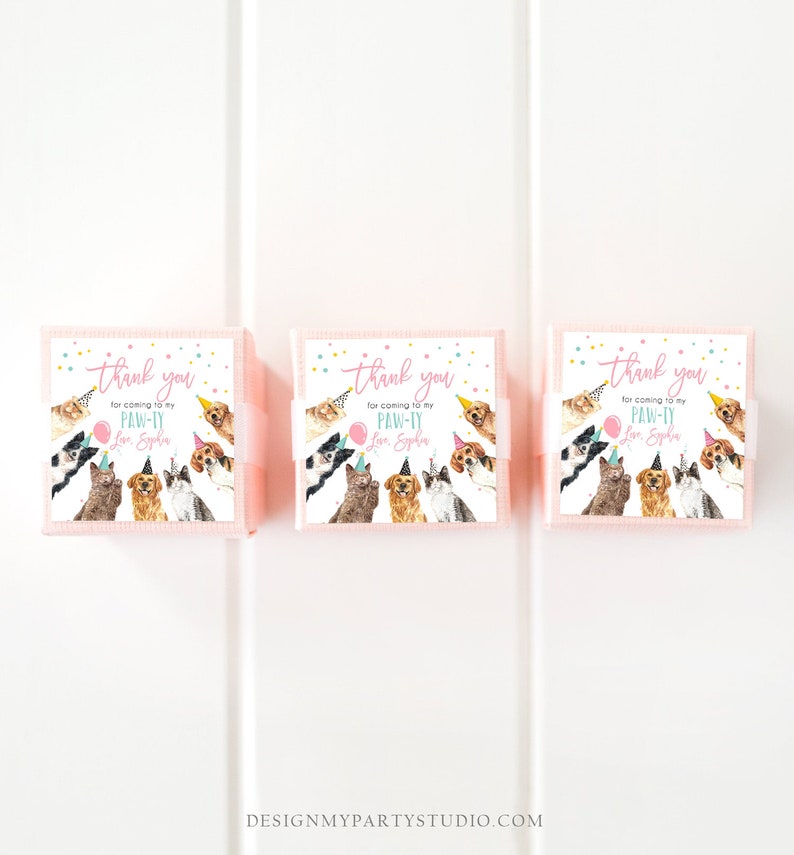 Editable Cats and Dogs Favor Tags Puppy Kitten Birthday Thank You Tag ...