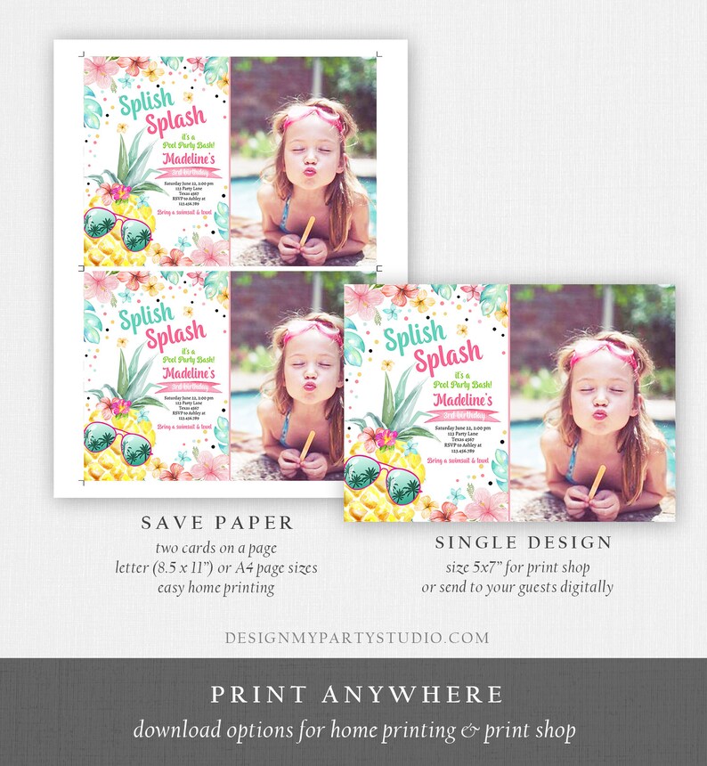 Editable Splish Splash Birthday Party Invitation Pineapple - Etsy