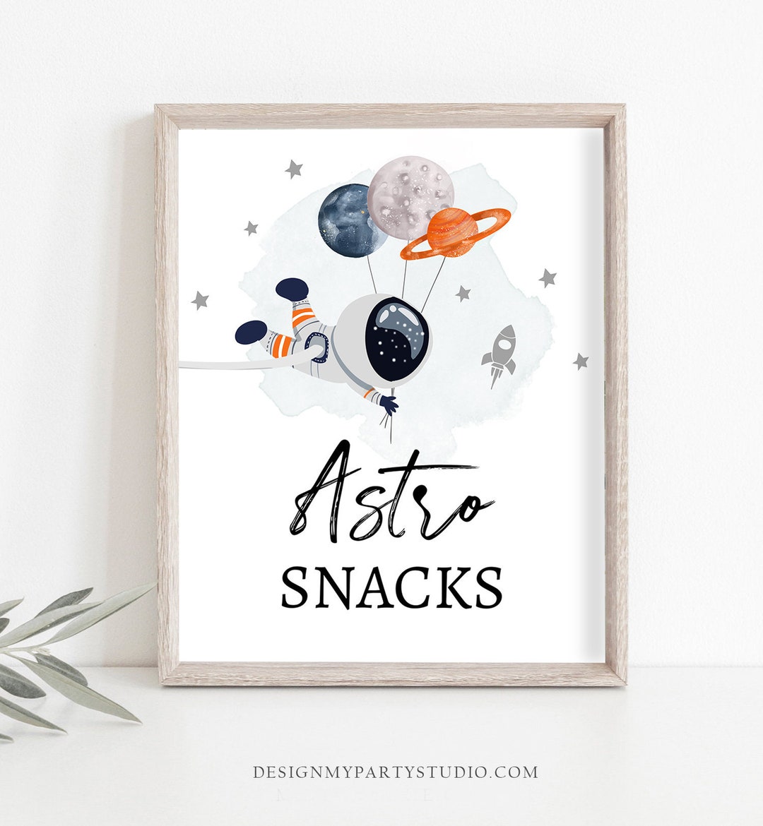 Astro Snacks Space Party Sign Outer Space Birthday Sign Galaxy Party ...