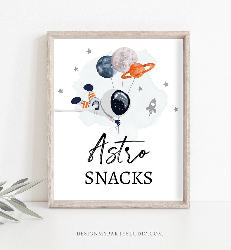 Astro Snacks Space Party Sign Outer Space Birthday Sign Galaxy Party ...