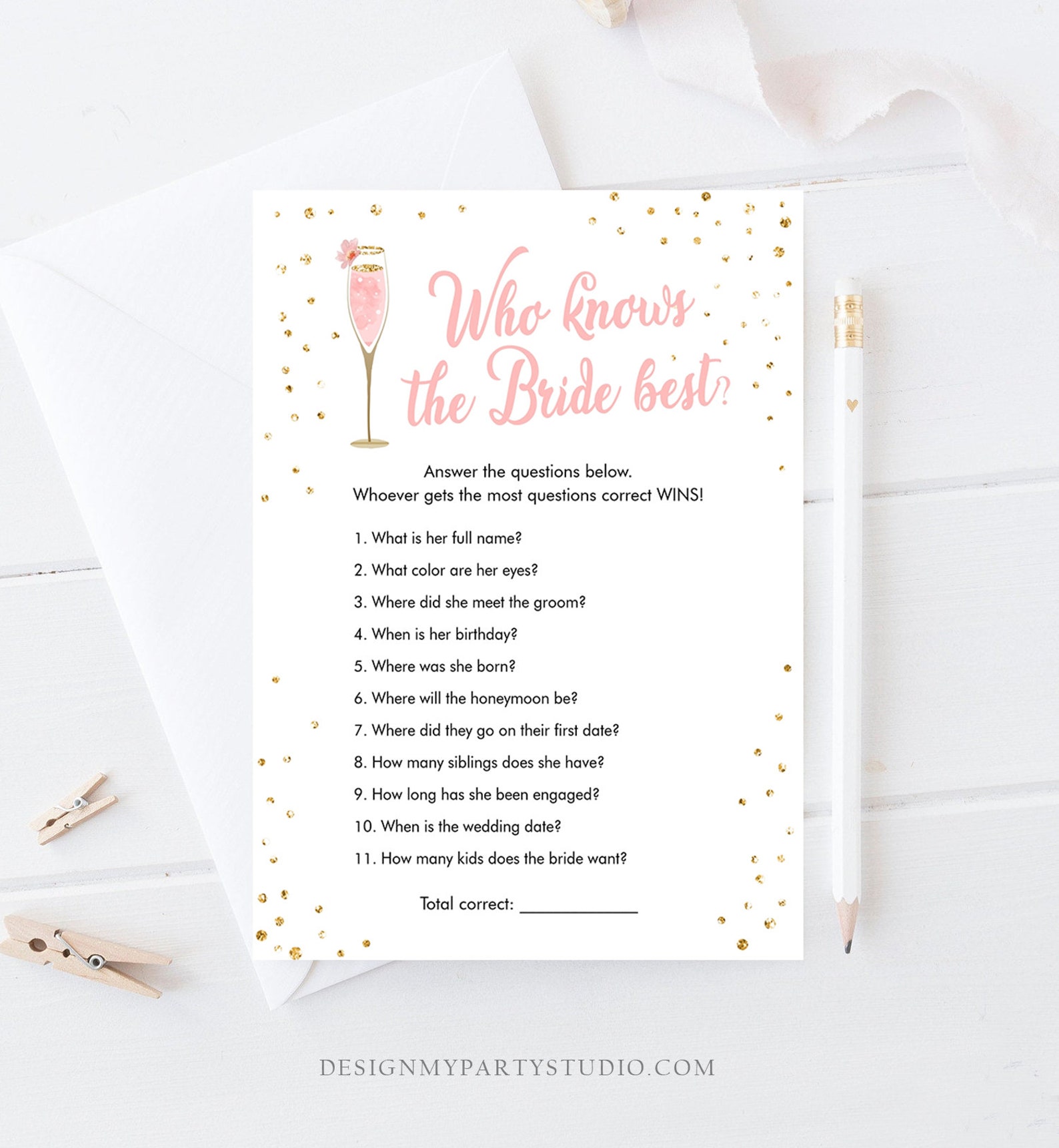 Editable Who Knows the Bride Best Bridal Shower Game Brunch and Bubbly ...