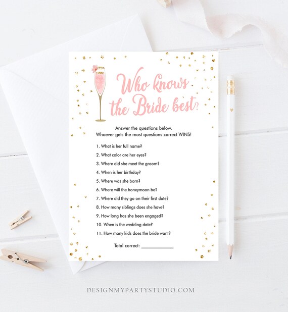 Editable Who Knows the Bride Best Bridal Shower Game Brunch and Bubbly ...