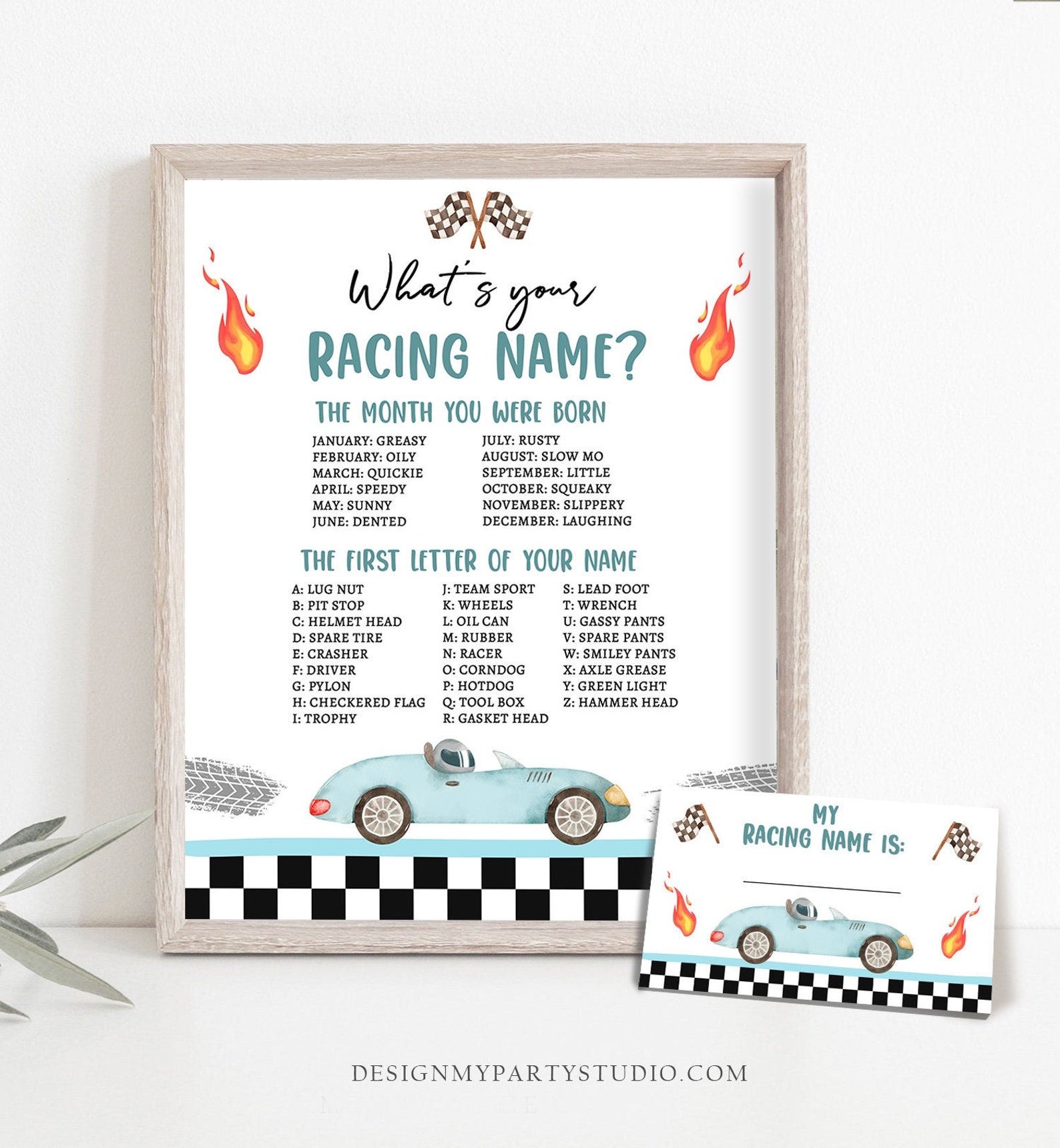 What is Your Racing Name Game Growing up Two Fast Birthday Game Race ...