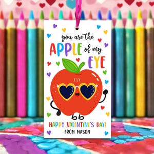 Editable You Are the Apple of My Eye Valentines Day Gift Tag Applesauce ...