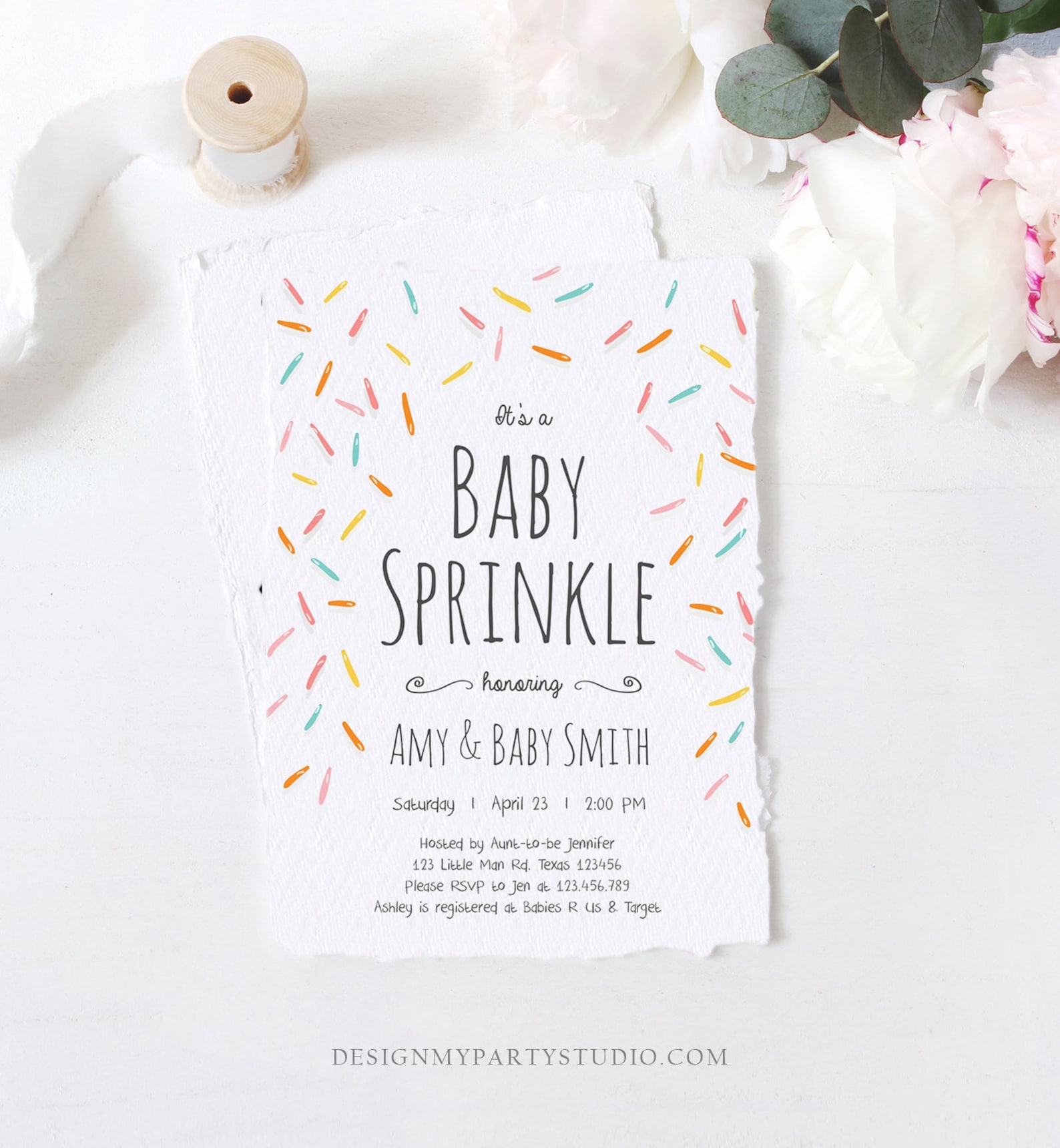Editable Baby Sprinkle Shower Invitation Baby Shower Coed Shower Gender ...