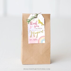 Editable Unicorn Favor Tags Magical Unicorn Birthday Thank You Tags ...